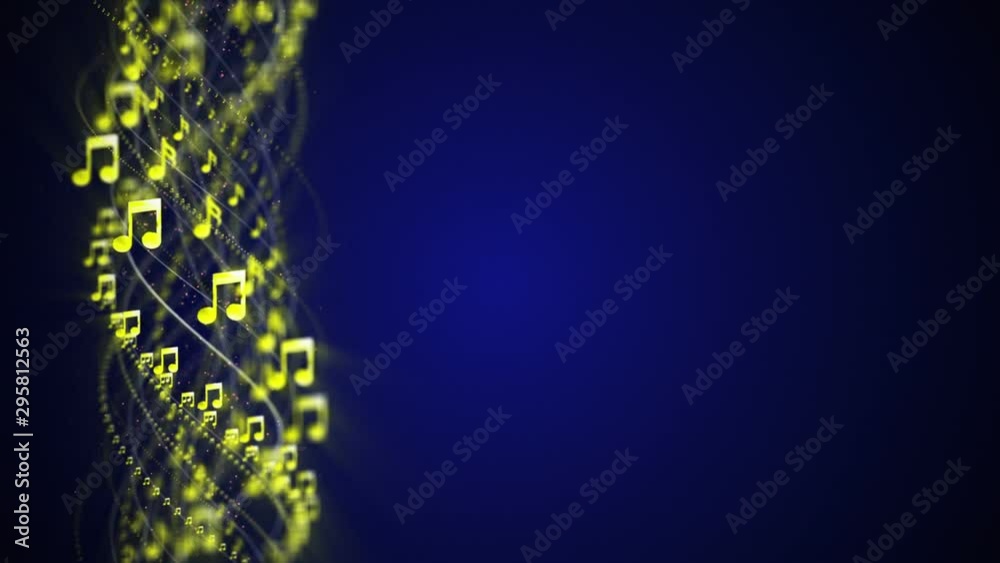 Intertwined Golden Musical Notes Animation, Rendering, Background, Loop ...