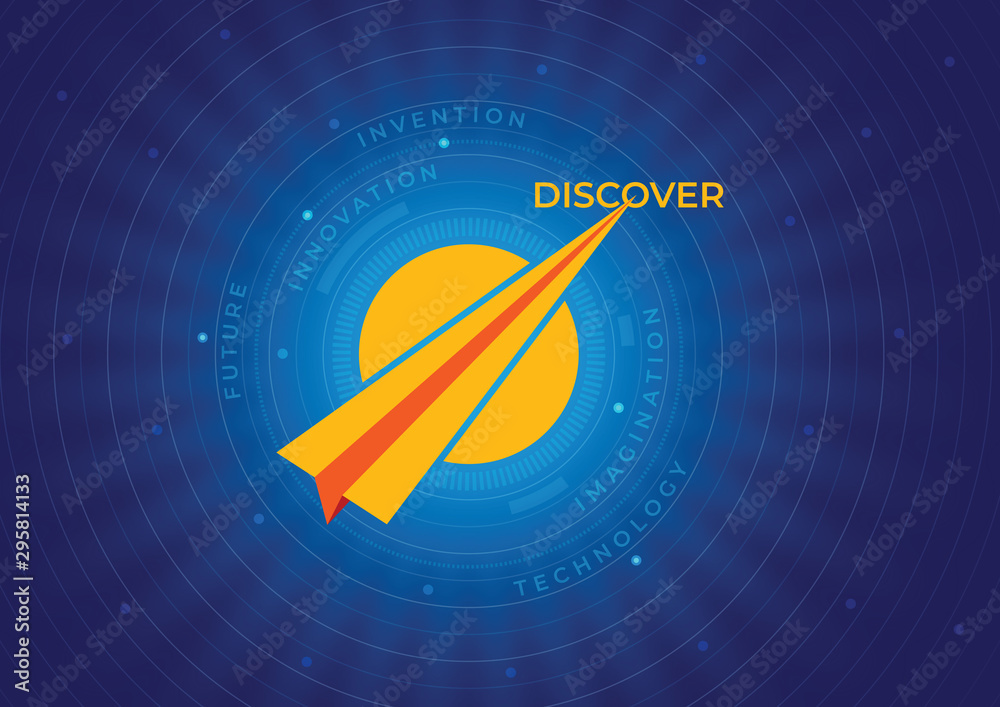 discover word and interface concept. Innovation, future, imagination ...