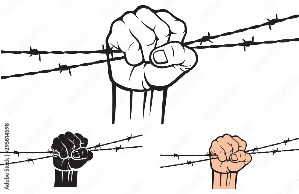 Poster Hand holding barb wire vector illustration – Wall Art | UkPosters