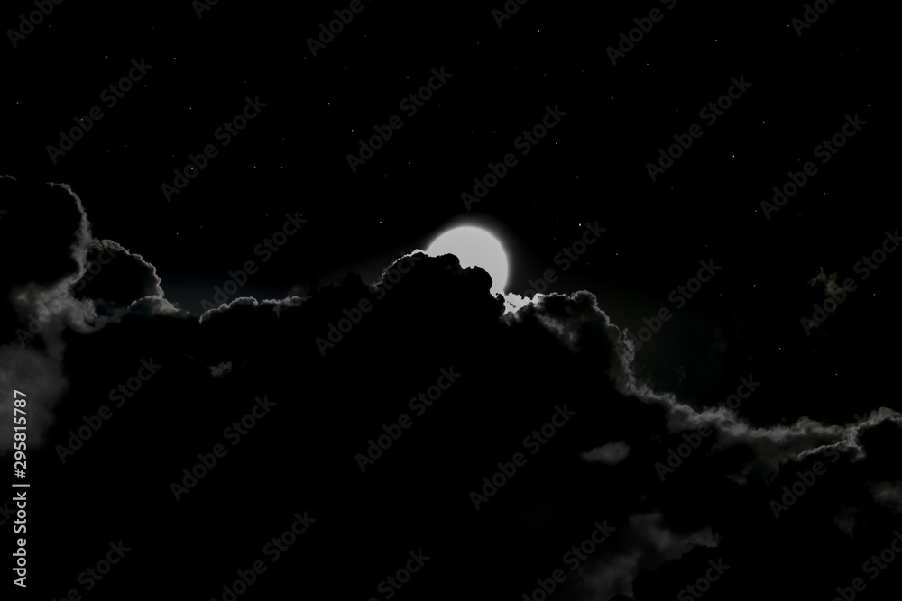 Amazing Night Scene with dramatic sky, full of Twinkling Stars and Full ...