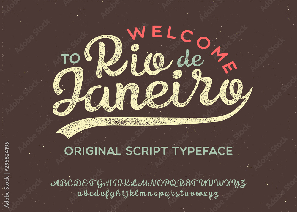 Welcome to Rio de Janeiro. Vector vintage illustration with script ...