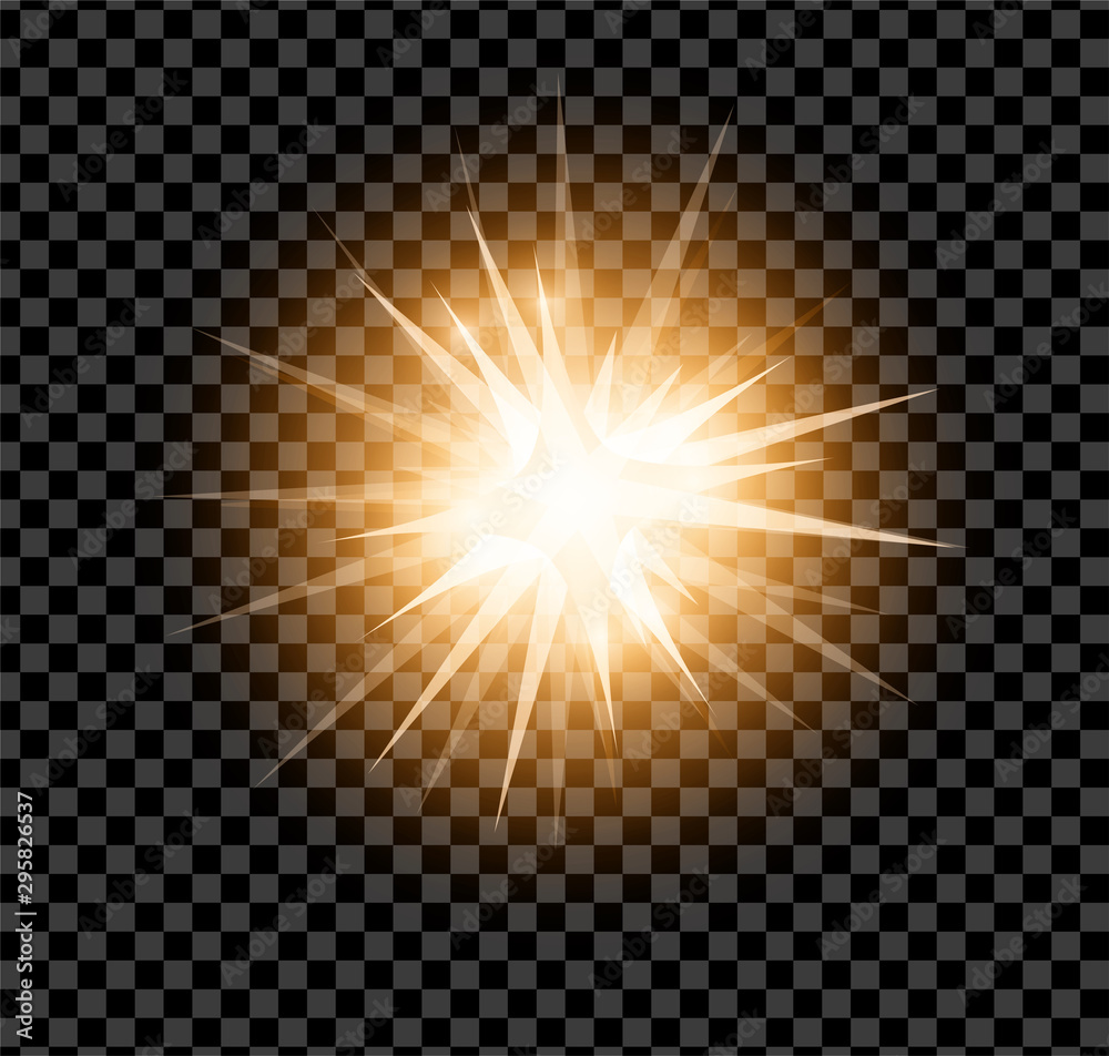 Bright glowing and shining star flares effect isolated on transparent ...