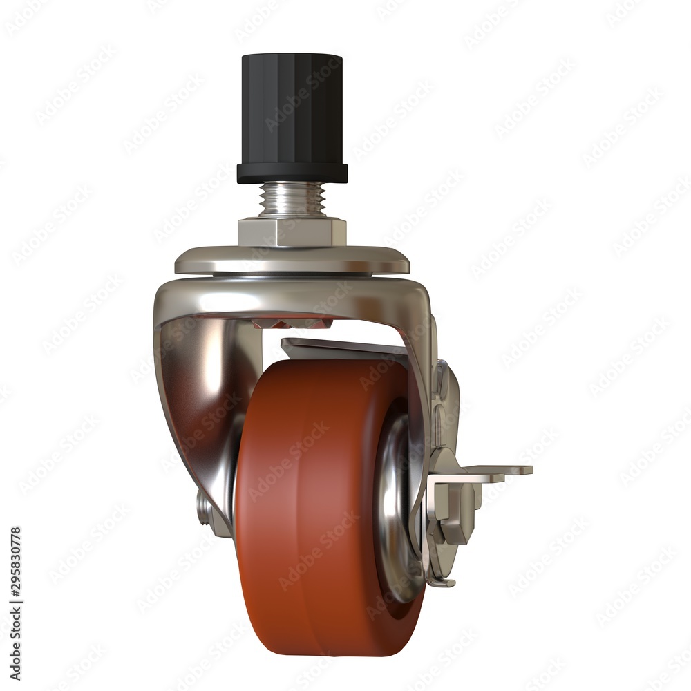 large metal industrial wheel with rubber tire, isolated on white ...