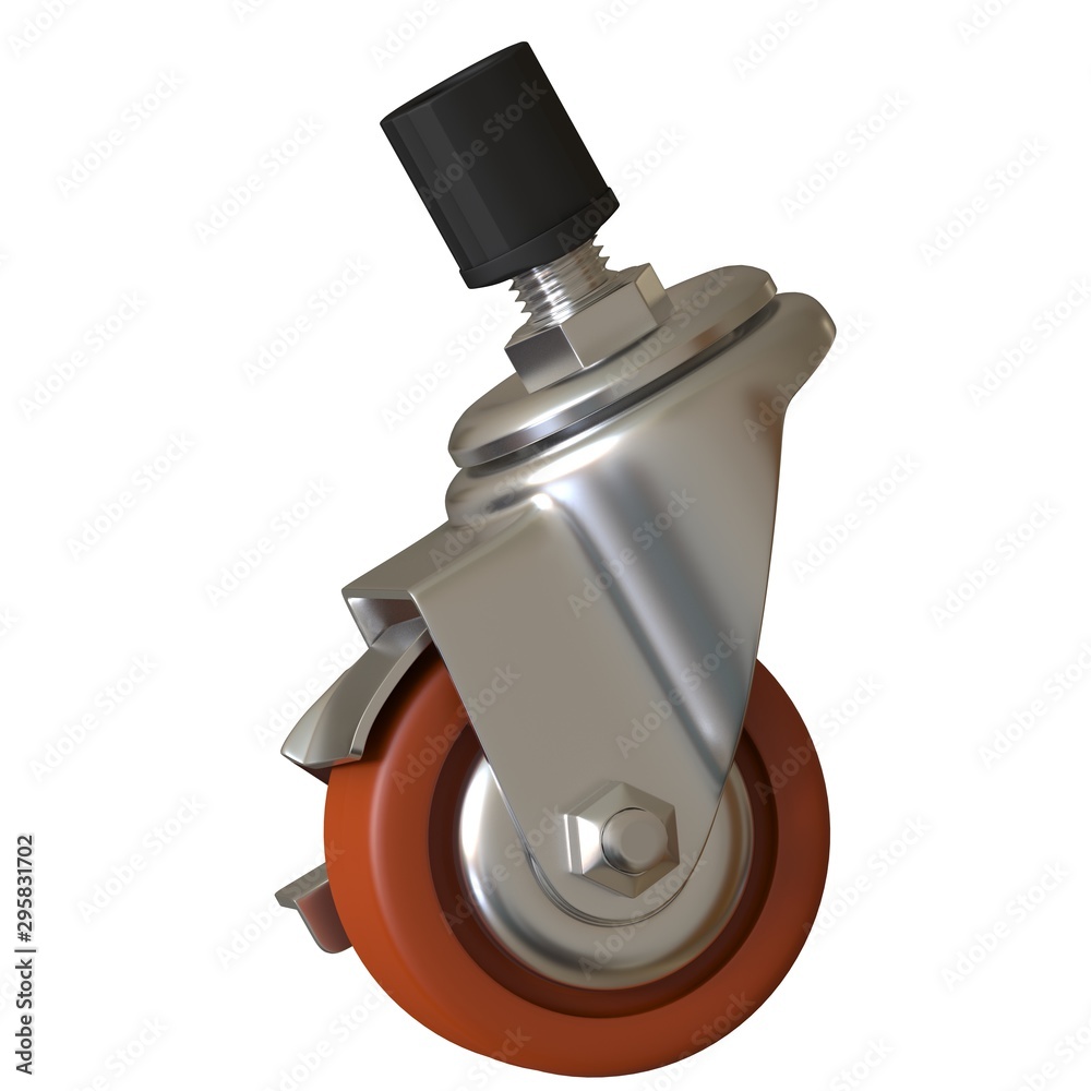 large metal industrial wheel with rubber tire, isolated on white ...