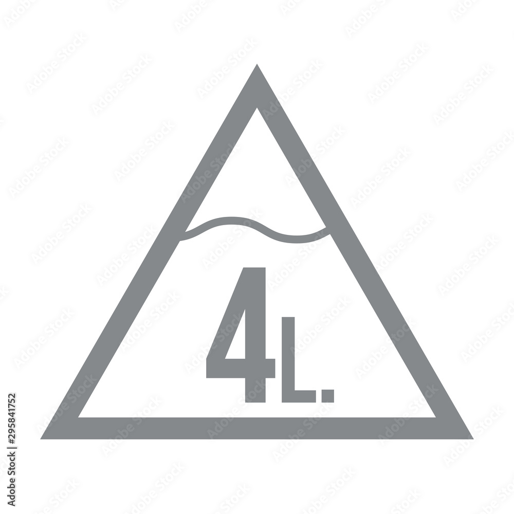 4 Liters l sign (l-mark) estimated volumes milliliters (ml) Vector ...