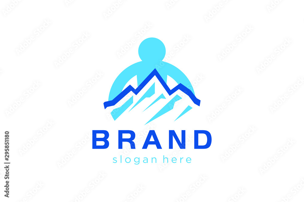 mountain and people concept, adventure logo template ready to use Stock ...