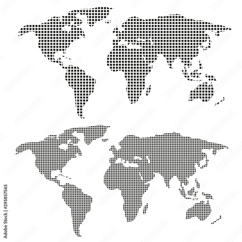 Pixel Map of the World Stock Vector | Adobe Stock
