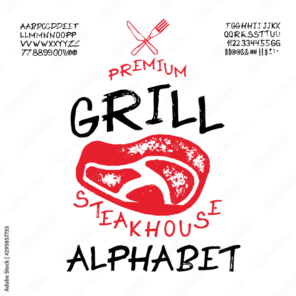 Hand drawn font for cafes, bars, restaurants where meat is eaten ...