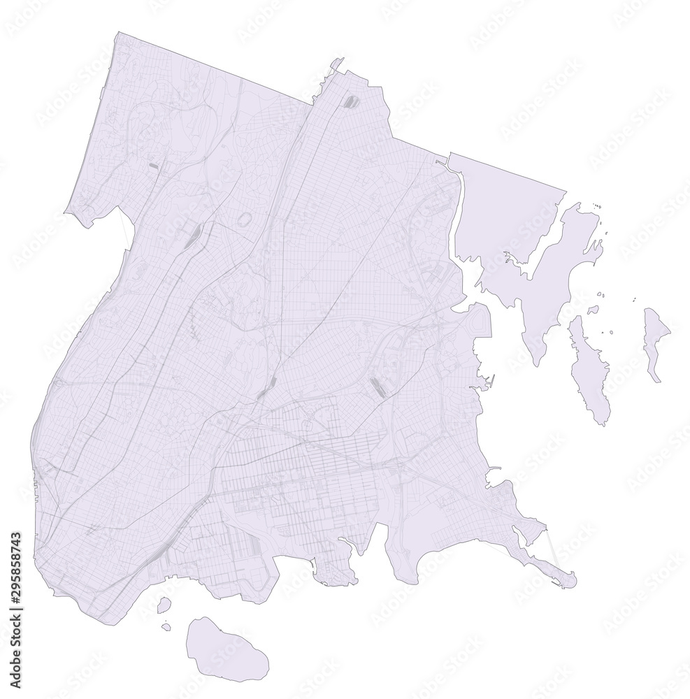 Satellite map of New York City, The Bronx, Usa. Map roads, ring roads ...
