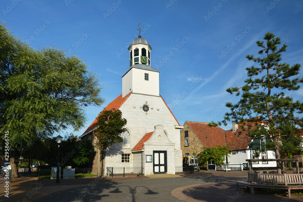 Building of small protestant church called `Hervormde Kerkchurch` on ...