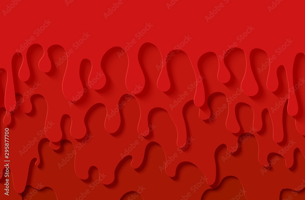 Red slime abstract background in paper cut style. Layers jam of flow ...