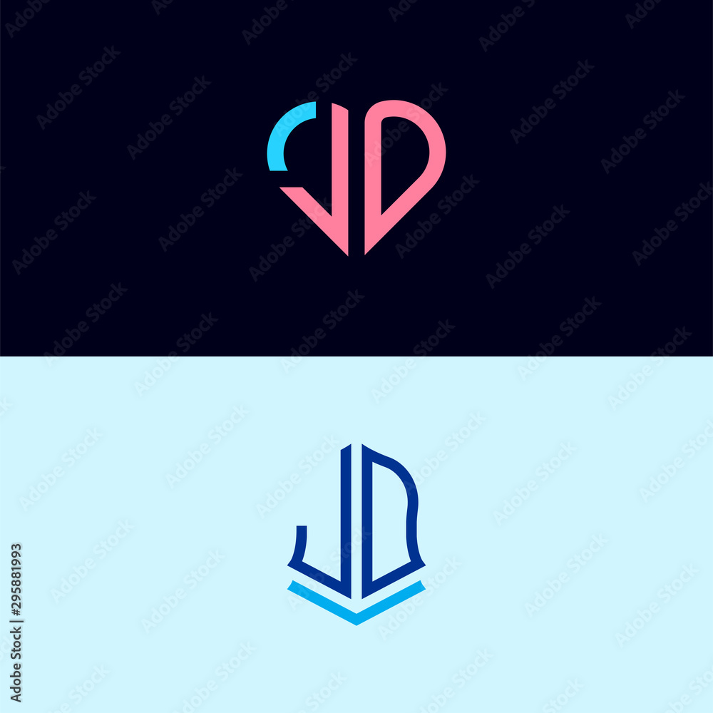 Set logo design inspiration for the company from the initial letters JD ...