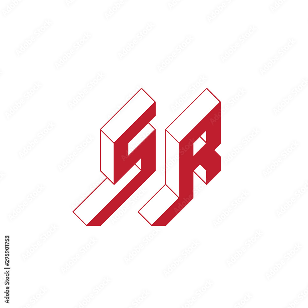 SR - monogram or logotype. Isometric 3d font for design. Vector volume ...