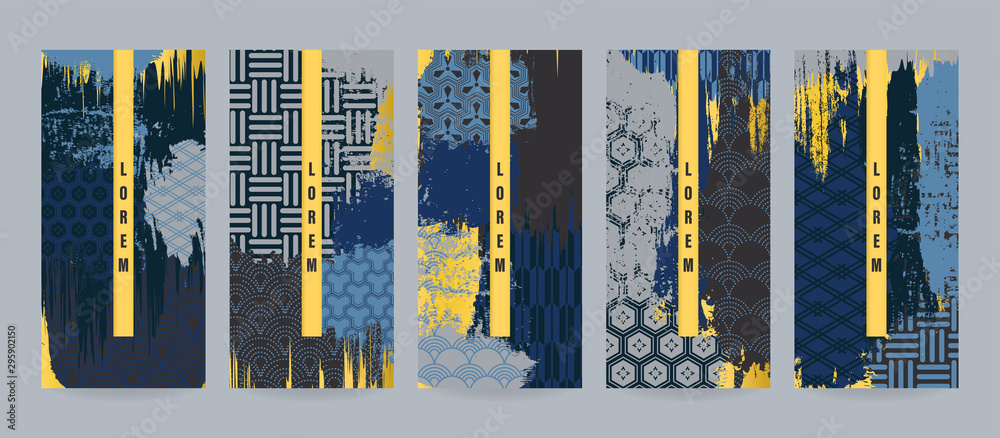 Set of japanese patterns for packaging luxury or premium products ...