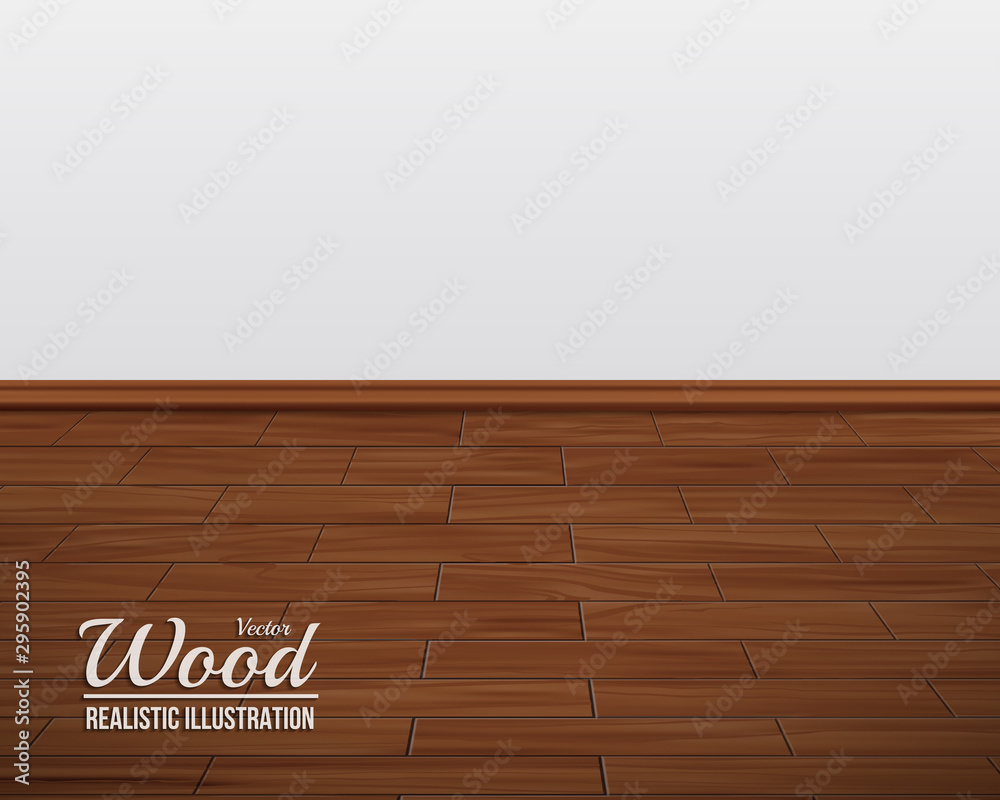 Empty room with white wall and wooden floor interior.laminate flooring ...