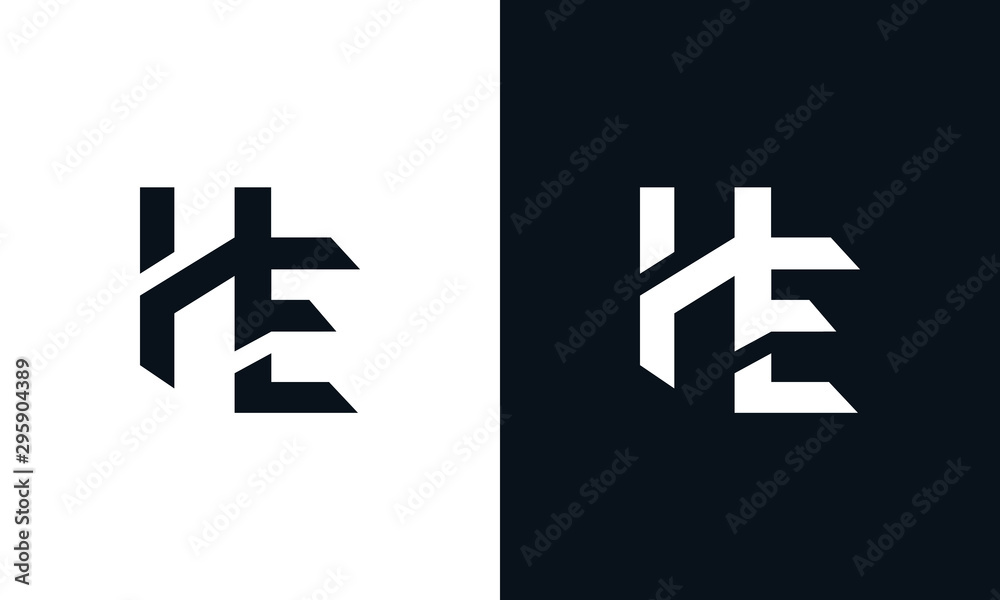 Flat abstract letter HE logo. This logo icon incorporate with two ...