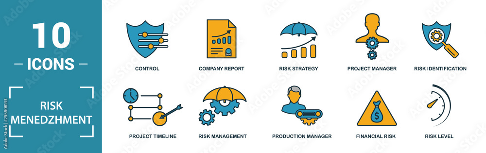 Risk Management icon set. Include creative elements risk management ...