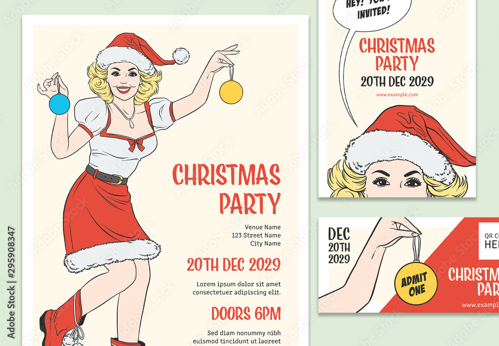 Christmas Party Promotion Pack Layouts Stock Template | Adobe Stock
