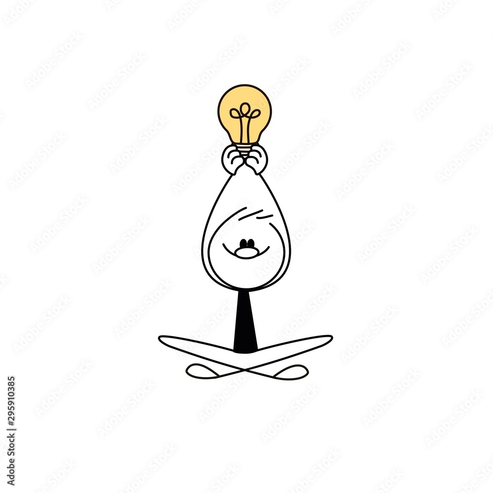 Doodle stick figure: Man or businessman with lamp idea. Hand drawn ...