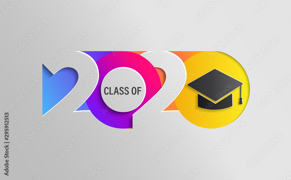 Happy Class of 2020, graduation insta colour banner in paper style for ...
