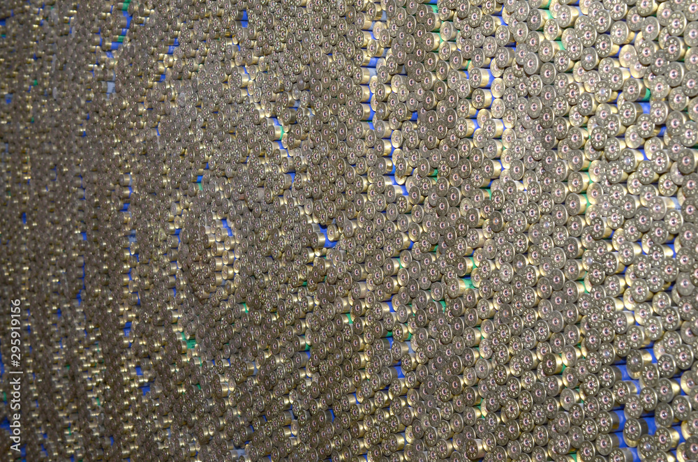 Pattern of 12 gauge cartridges for shotgun bullets. Shells for hunting ...