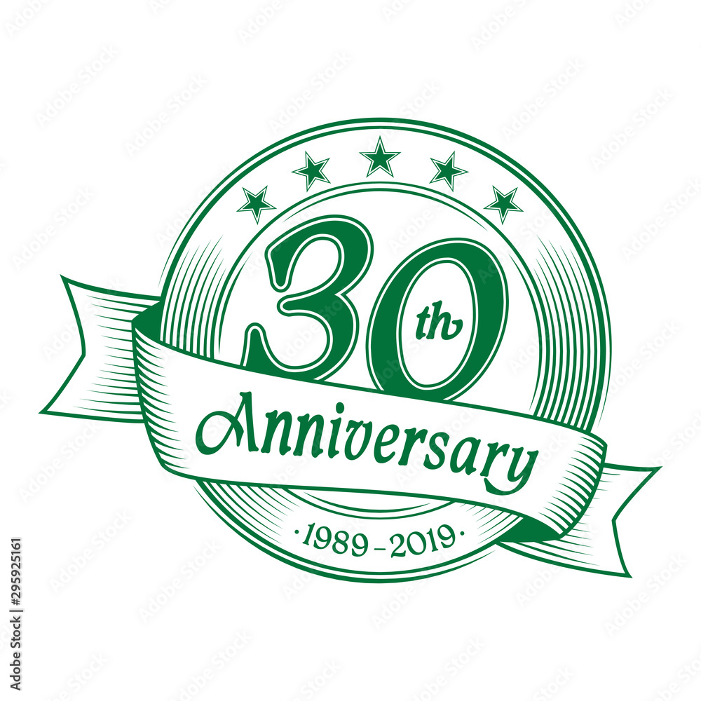 30th anniversary design template. 30 years celebration logo. Vector and ...