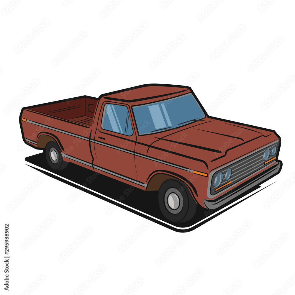 Old retro pickup truck vector illustration. Vintage transport vehicle ...