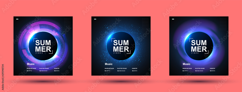 Electronic music abstract background blue. CD cover design showing ...