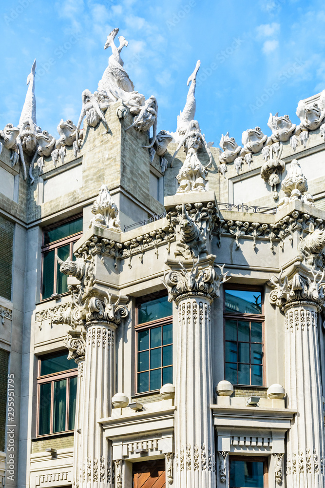 House with chimeras in Kiev, Ukraine. Art Nouveau building with ...