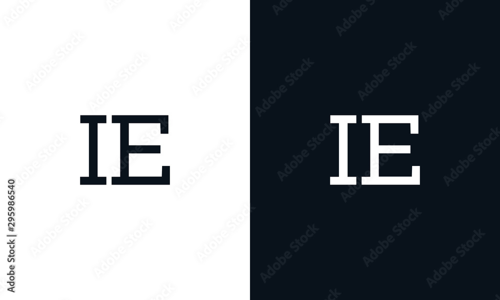 Minimalist line art letter IE logo. This logo icon incorporate with two ...