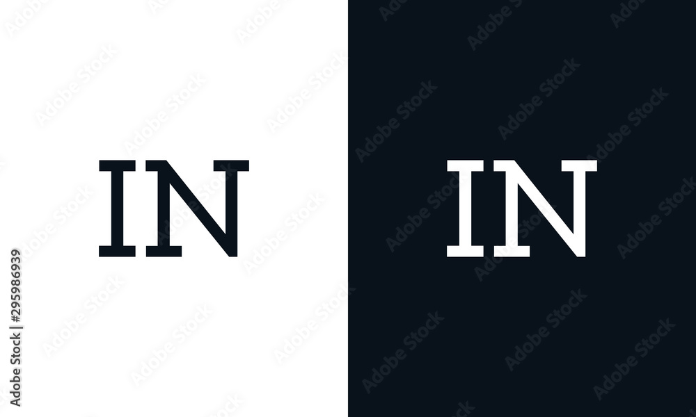 Minimalist line art letter IN logo. This logo icon incorporate with two ...