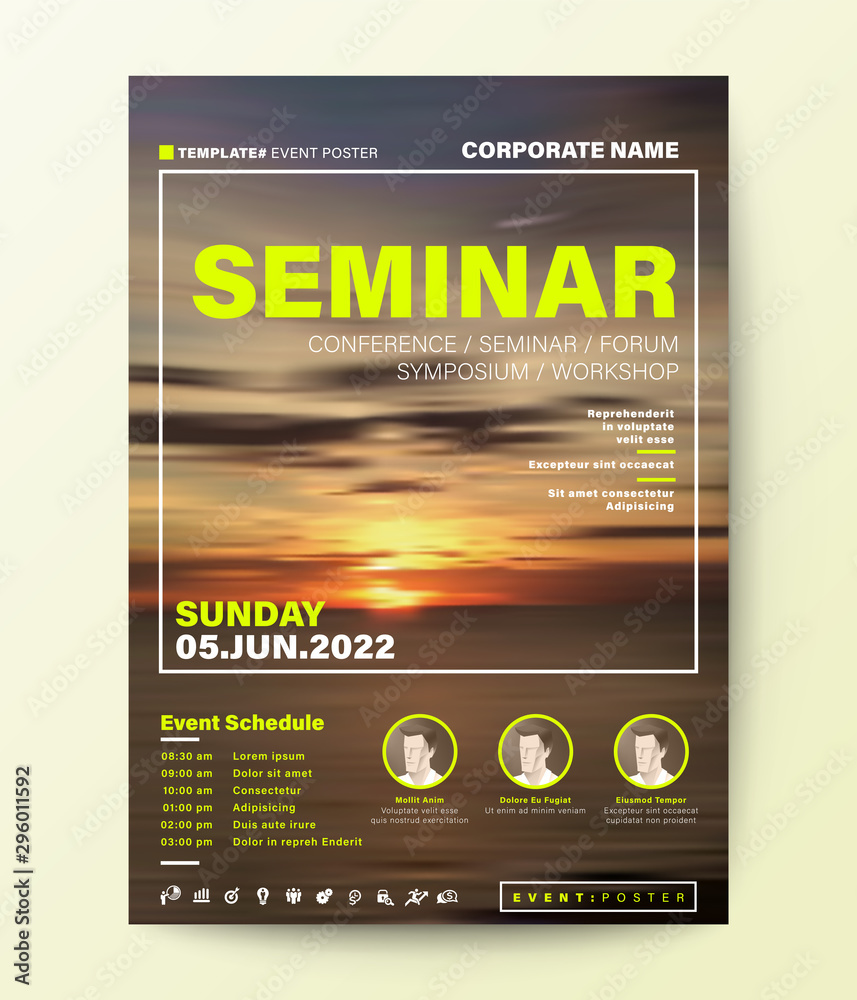 Vecteur Stock Business conference design template. Abstract sunset ...
