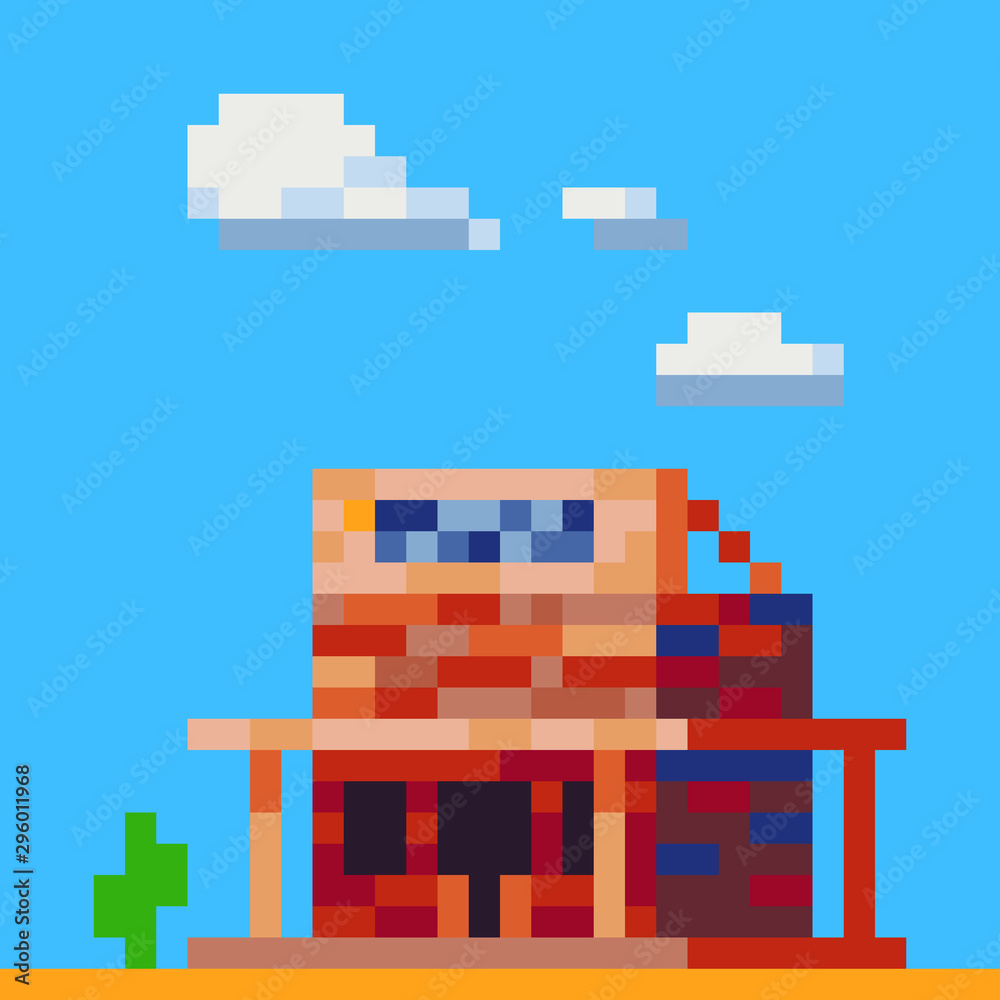 Saloon pixel art vector illustration, wild west, design for logo ...