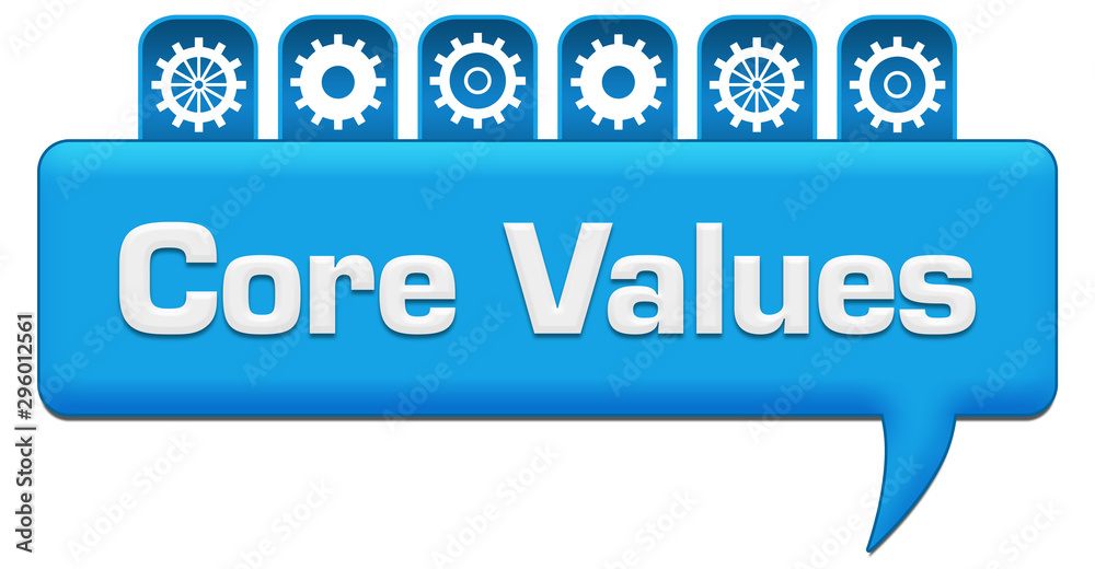 Core Values Blue Comment With Gears Symbols On Top Stock Illustration ...