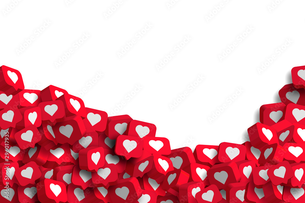 Red like icons isolated on white background . illustration . social ...