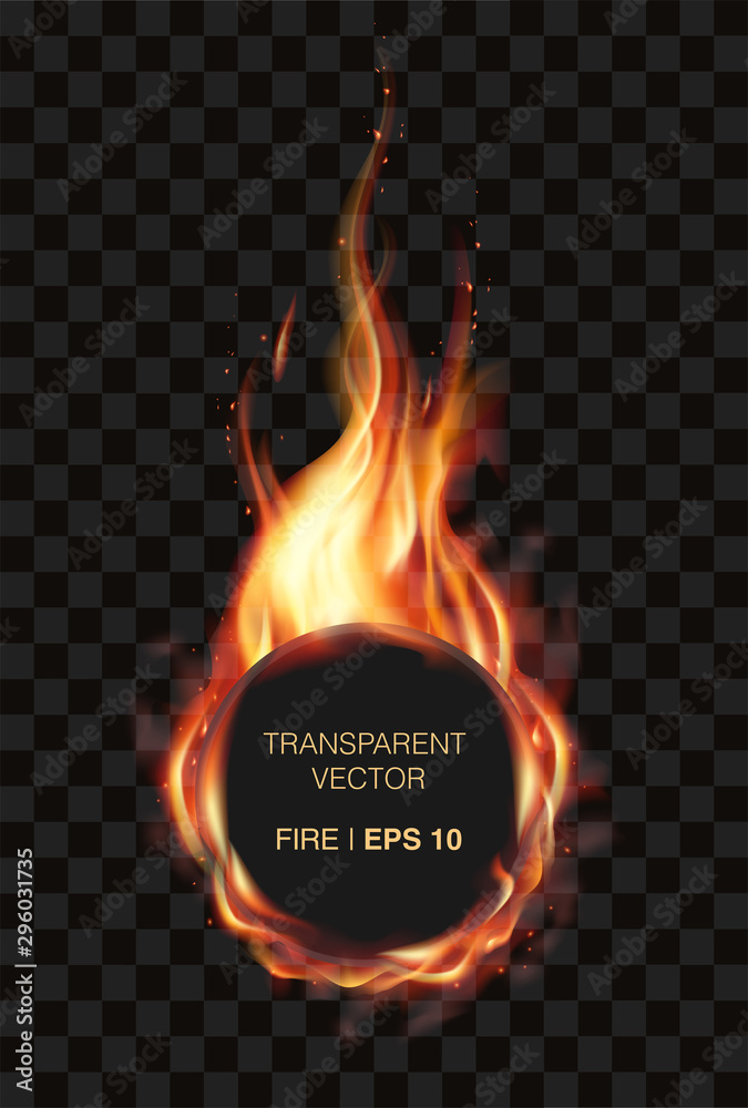Transparent realistic fire flame frame for your logo or brand Stock ...