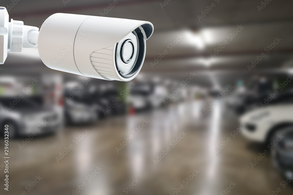 CCTV Security Camera protect your car concept. Security surveillance ...