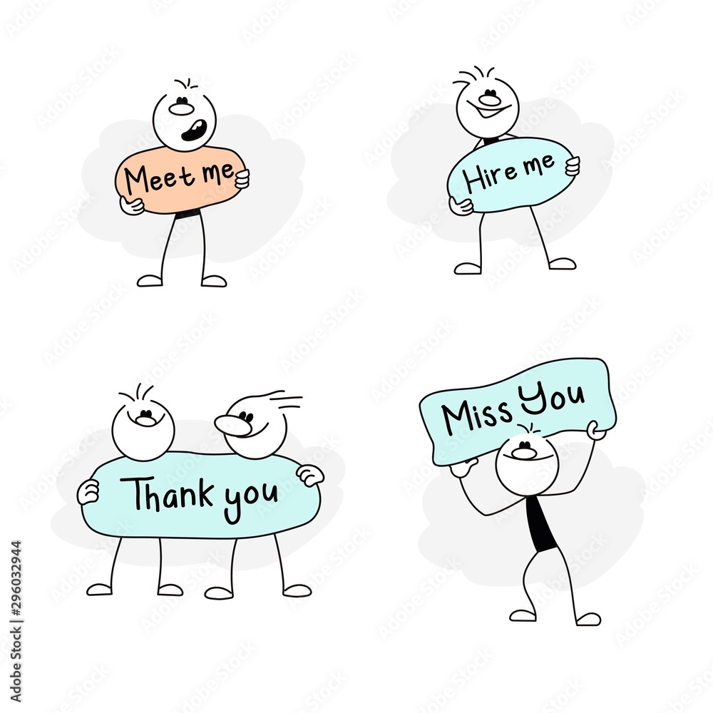 Grafika wektorowa Stock: Speech bubbles icons set with stick figures ...