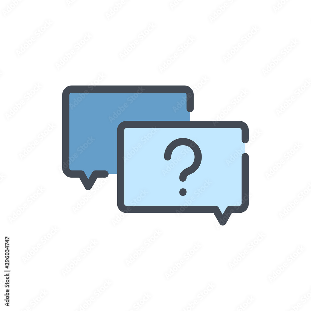 Question message color line icon. Chat boxes with question mark vector ...