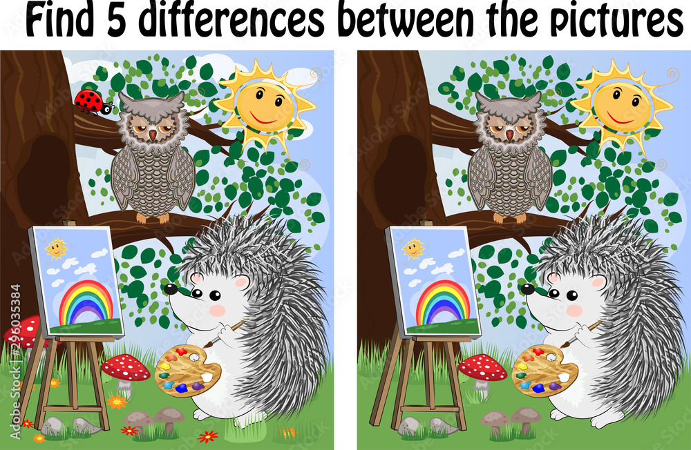 Find the differences between the pictures. Children's educational game ...