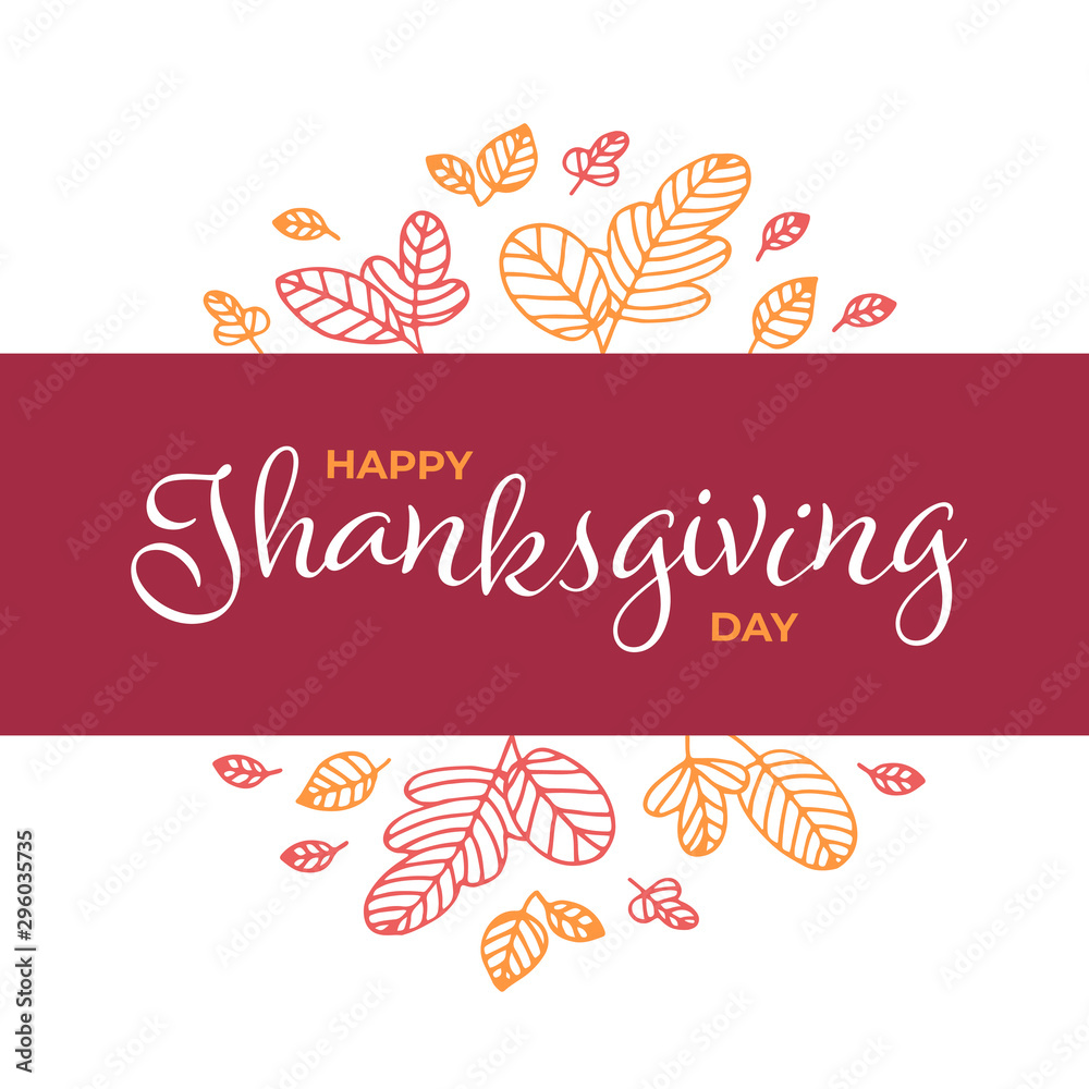 Vector thanksgiving day banner square template illustration. text on ...