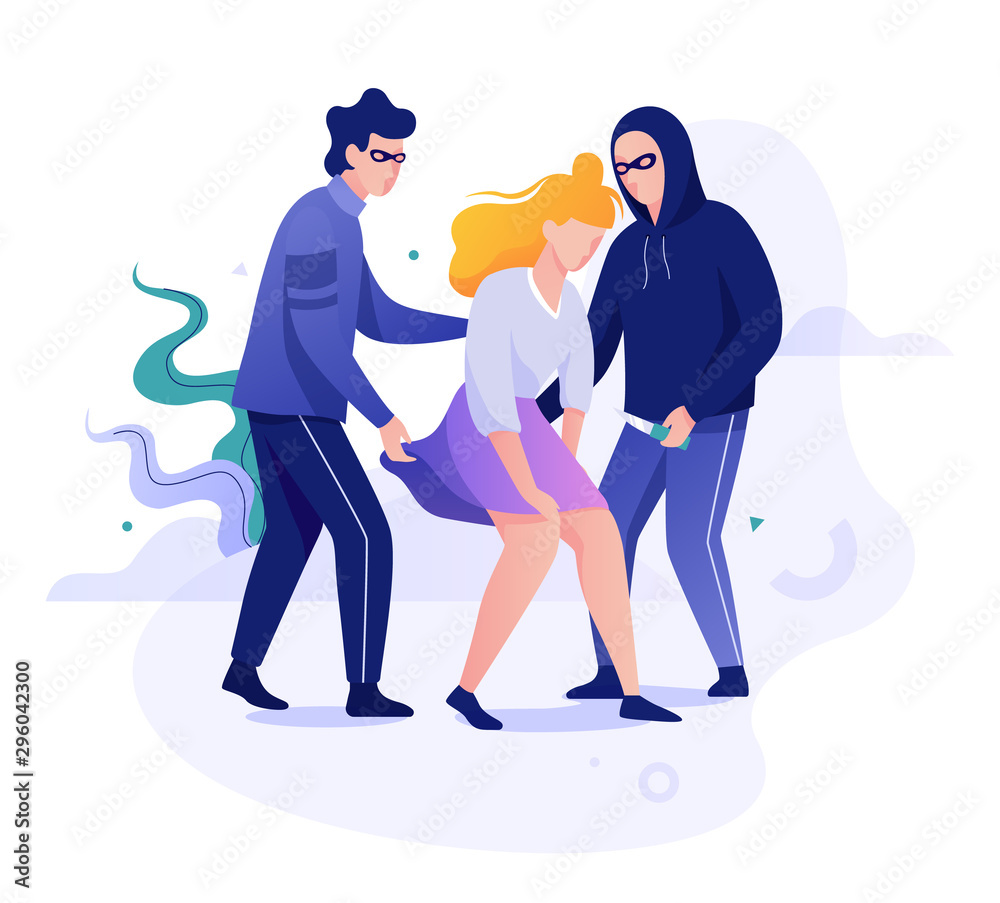 Group of man attack woman. Idea of sexual harrassment Stock Vector ...