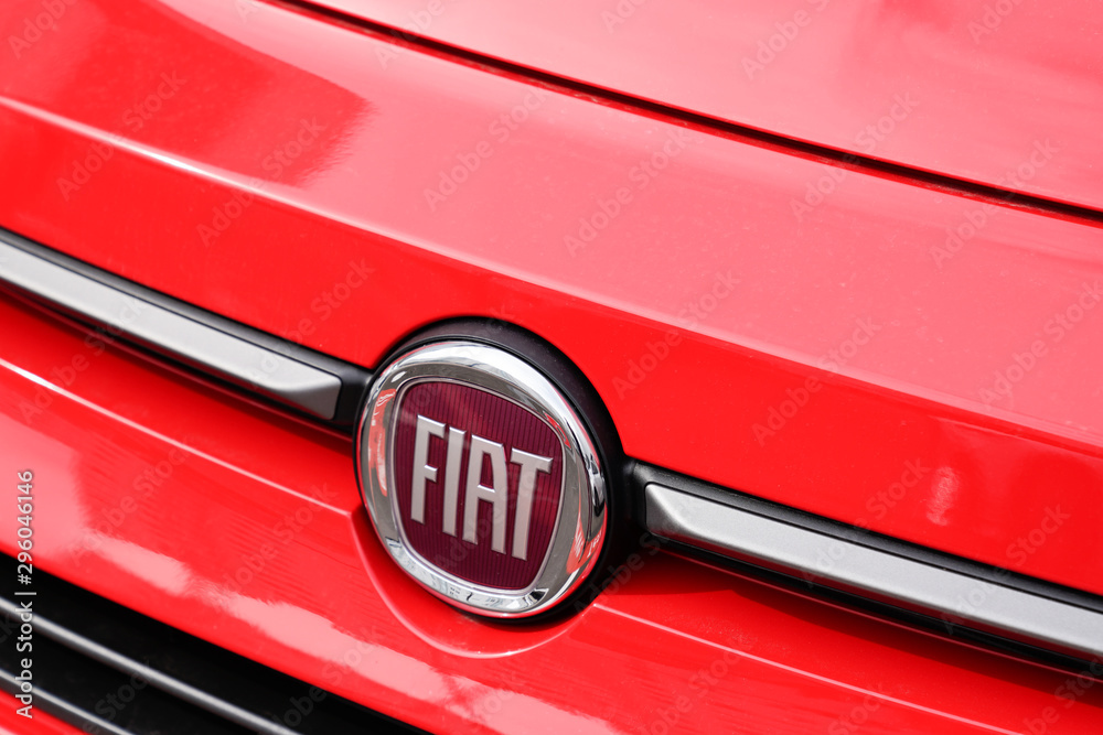 Fiat logo car sign detail Italian company Stock Photo | Adobe Stock