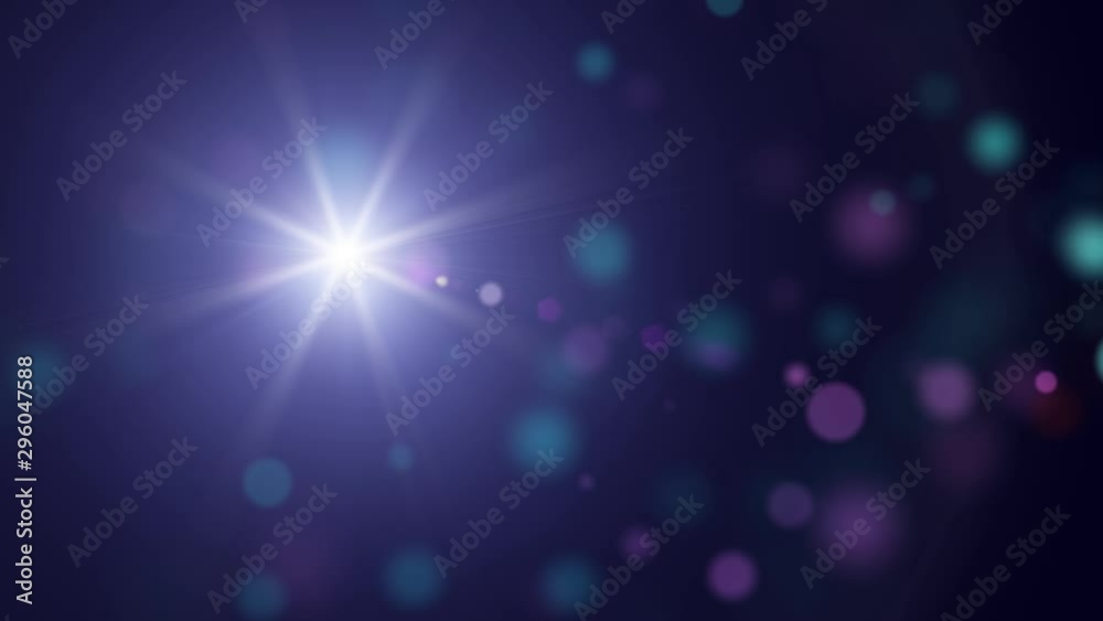 Abstract background animation of bright light in darkness and floating ...
