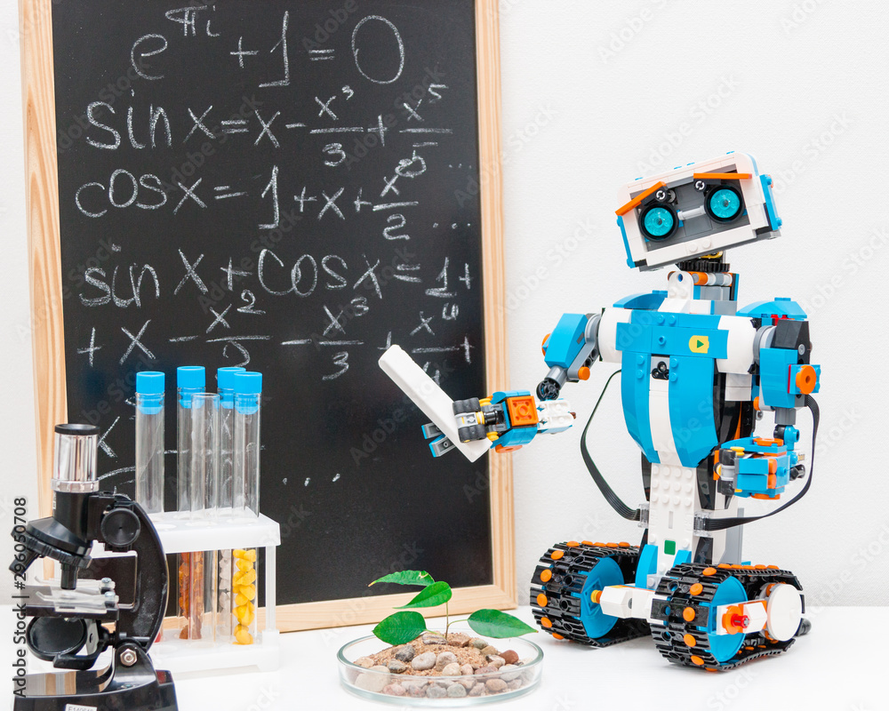 October, 2017. Minsk, Belarus. STEM education class. Robotics. The Lego ...