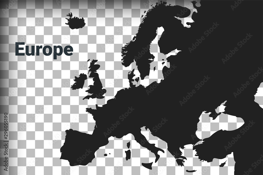 Map of Europe, black map on a transparent background. alpha channel ...