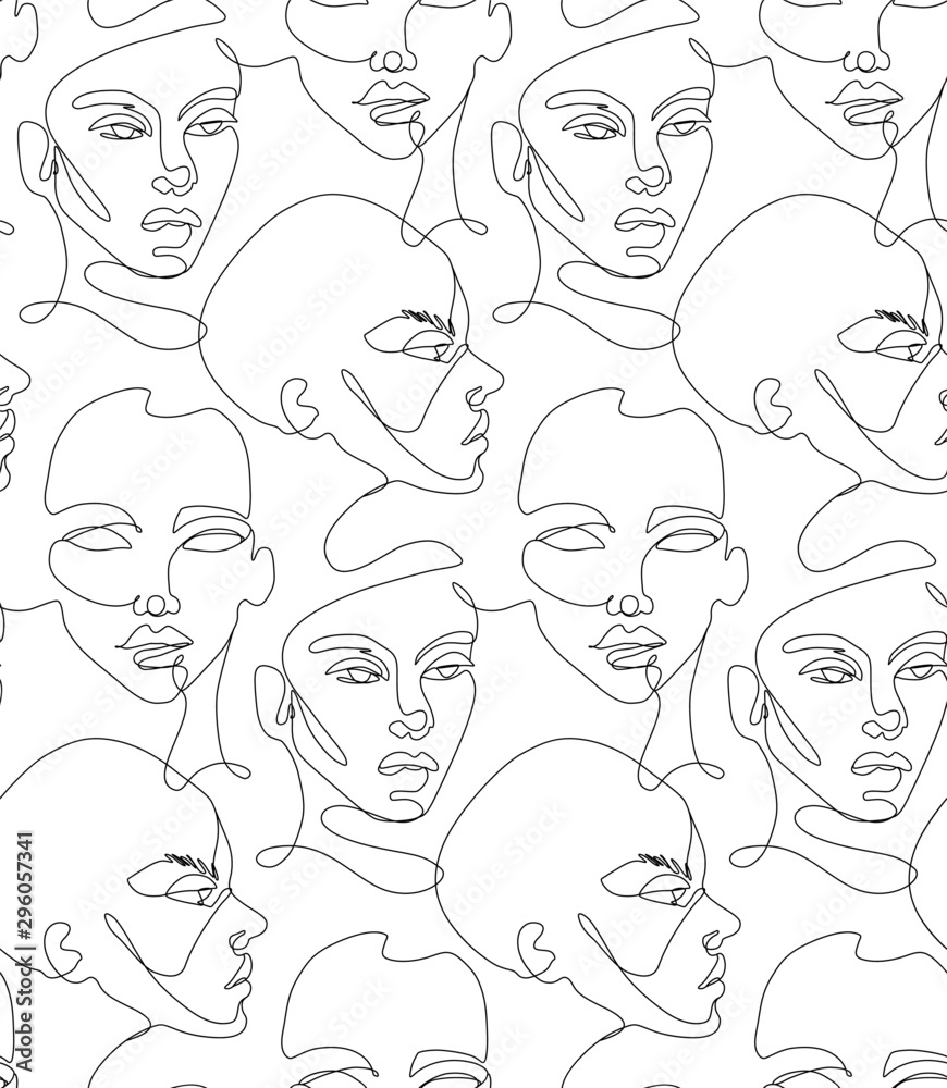 One line seamless pattern. Continuous line drawing background. Stock ...