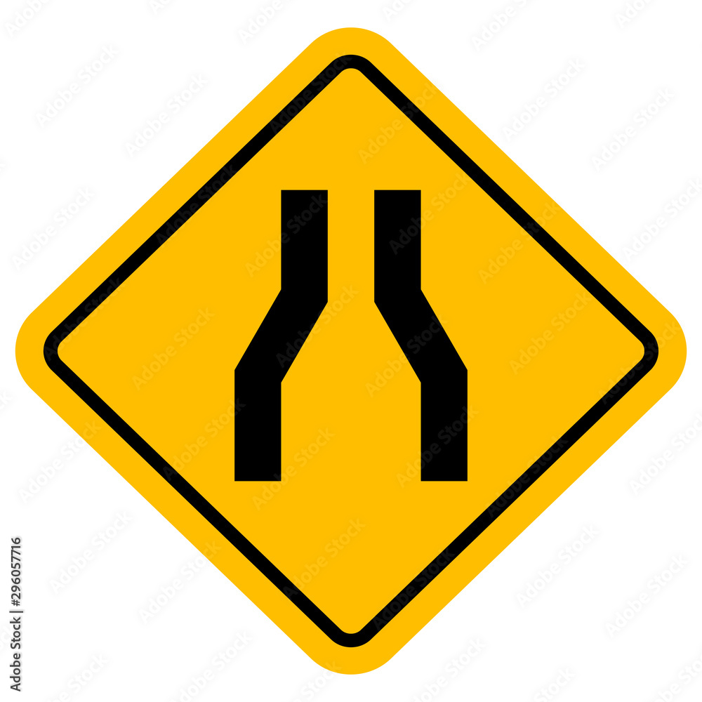 Traffic sign road narrow vector illustration Stock Vector | Adobe Stock