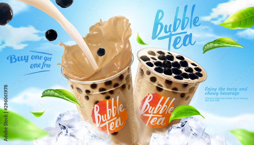 Bubble milk tea ads Stock Vector | Adobe Stock