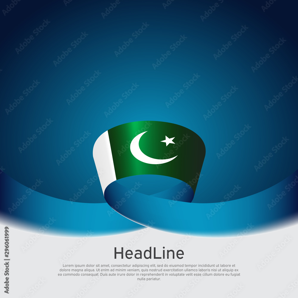 Pakistan flag background. Vector design. Wavy ribbon colors flag of ...